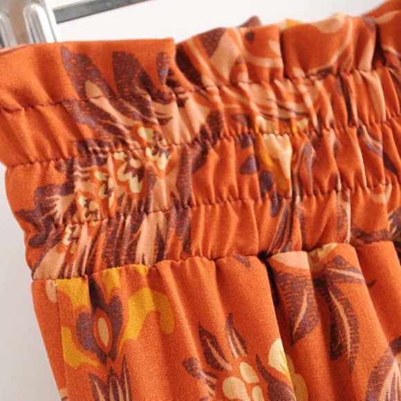 Skirts | Boho Rust Orange Floral Maxi Festival Skirt | Poshmark